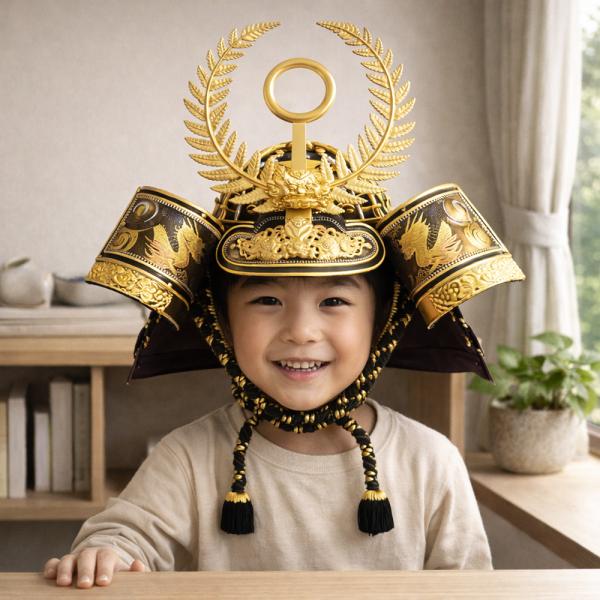 五月人形が、ネット限定 ホンポご奉仕価格。鎧甲冑師 武光（節句人形工芸士）の五月人形 着用兜 収納飾りです。人気の徳川家康の前立てが印象的です。その前立てには立体の装飾金具が取り付けられ、高級感があります。屏風には、縁起の良い対峙する龍虎が...