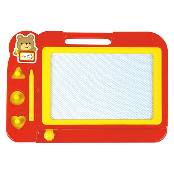 マグネットスタンプがついたおえかきボードセット内容：おえかきボード×1、マグネットペン×1、マグネットスタンプ×3商品サイズ：272×195×22mm材質：PP、ABS、磁石