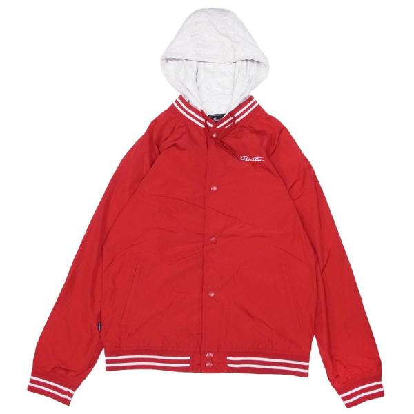 注目のストリートブランド プリミティブのフランネルシャツ。(ジャケット ウィンドブレーカー スタジャン スタジアムジャンバー ブルゾン アウター ジャンバー ストリート スケート メンズ レディーズ ユニセックス レッド 赤 フード付き)