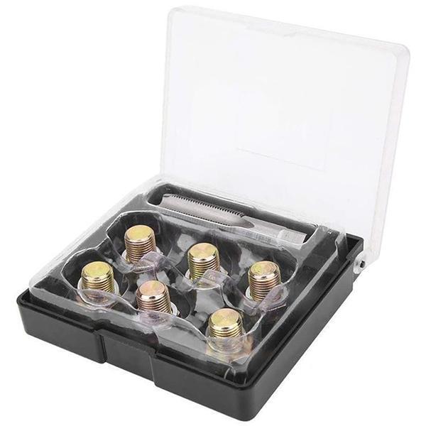 オイルドレンホールは、毎回オイル交換時に緩めるため、ドレンホールは傷みやすく、オイル漏れや、滲みの原因になります。こちらの商品はタップ、ドレンボルト、ワッシャーがセットになって、損傷したオイルドレンホールに1サイズ大きなネジを切りなおして、...