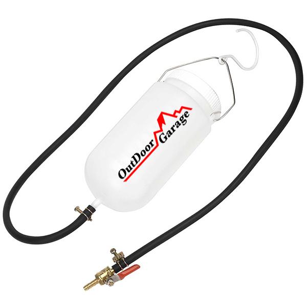 オートバイのエンジンメンテナンス時に！オートバイのメンテナンスなどで燃料タンクを外した時に、簡易燃料タンクとして吊り下げて使用します。 タンク容量 ： 1000cc（100cc刻みで目盛り）付属品：透明ホース（全長1m）・ホースバンドｘ2p...