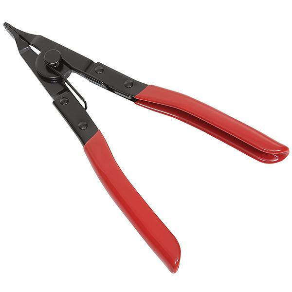 自動車のトランスミッション、マスターシリンダー、ドライブラインなどに多く採用されているロックリング（Cリング）を脱着するための専用プライヤーです。ロックリングはスナップリングと異なり、切欠き部に穴が開いていない形状となっています。このロック...