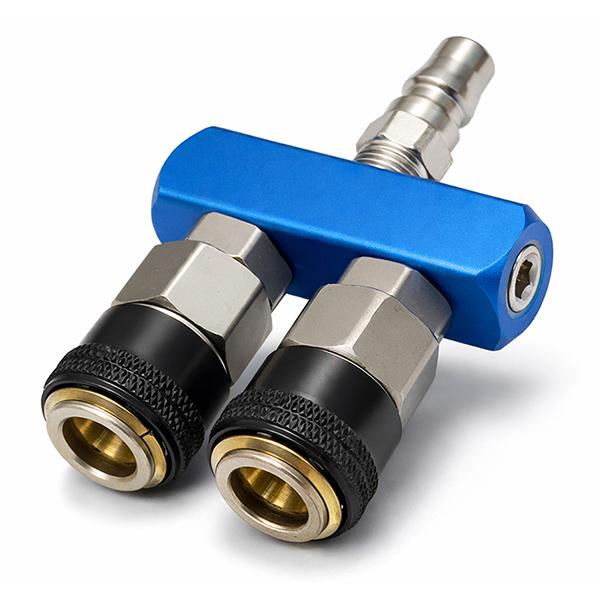 エアーラインの増設に使用！アルミ削りだしの分岐ジョイント＋1/4"メスカプラー（２個）＋1/4"オスカプラー（１個）差込に便利なワンタッチカプラー採用、従来品より半分以下の力で差込＆抜くことができる仕 様使用圧力 ： 通常15kg/cm2 ...