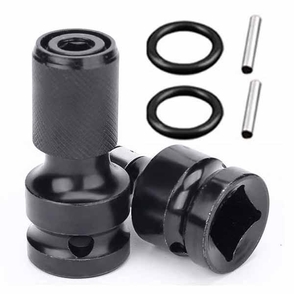 インパクトレンチ用の6.35mm六角軸アダプターです。差込角1/2"なら、電動インパクトレンチか、エアインパクトレンチに取り付け、各サイズのソケットやドライバービットが使用できます。。スライドロック式なので、ワンタッチ着脱で簡単ビット交換可...