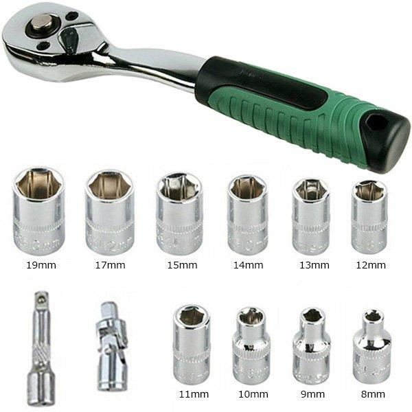 さまざまなメンテナンス作業に最適です。車やバイク・自転車の保守・点検、家庭でのDIYに最適です。耐久性や強さに優れます。ユニバーサルジョイント＆エクステンションバー操作性に抜群です。■特徴・自動車整備、産業機械整備に最適なセットです。・材質...