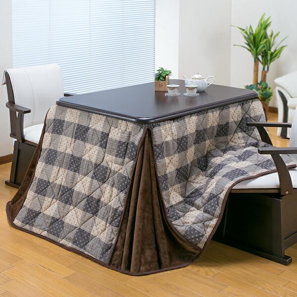 ●サイズ/約幅230×奥行255cm、ダイニングこたつテーブル幅105cm用●重さ/約2.2kg●素材/表地しじら織り：綿100％、裏地フランネル：ポリエステル100％(はっ水フランネル)、中綿：ポリエステル100％、コーナー部：ポリエステ...