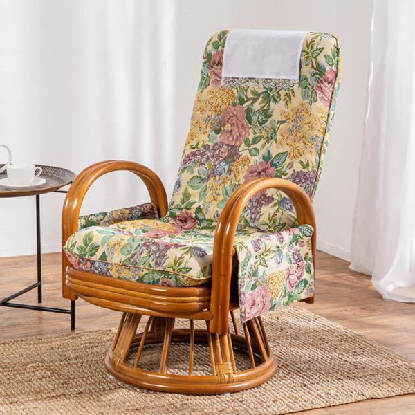 高い背もたれでゆったりくつろげる、ラタンのリクライニングハイバックチェア。座面360度回転式。厚手のクッションでふかふかの座り心地。腰部のふくらみが腰をサポートします。背もたれ3段階リクライニング、ヘッドカバーは取り外して洗えます。両サイド...