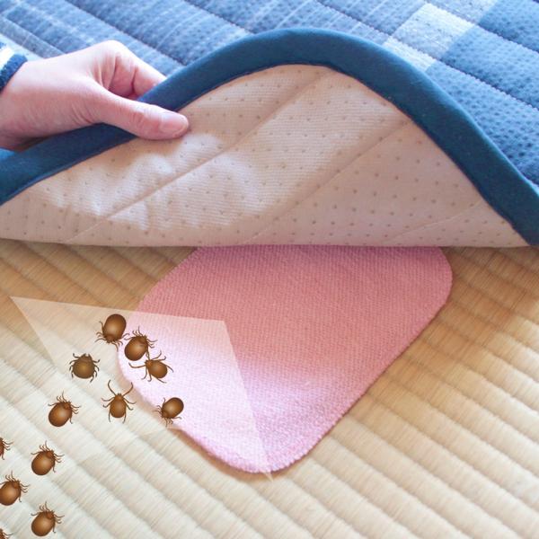 誘いこんで逃がさない！置くだけ簡単ダニ捕りシート！薬を使わずダニを捕まえてシートを捨てるだけ！気になるところに敷くだけで簡単ダニをを捕獲。薬を使わないのでアトピー・アレルギー・ぜん息対策に安心してお使いいただけます。ダニ捕り用に開発された特...