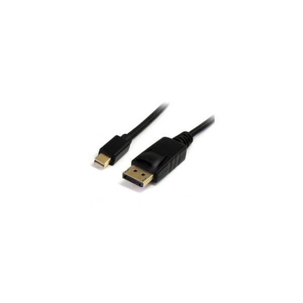 Mini DisplayPort - DisplayPort 1.2変換ケーブル／2m／4K60Hz／21.6Gbps HBR2／DP 抜け防止機構付き／mDPオス - DPオス／ブラック／ミニディスプレイポート／モニター アダプターケーブ...