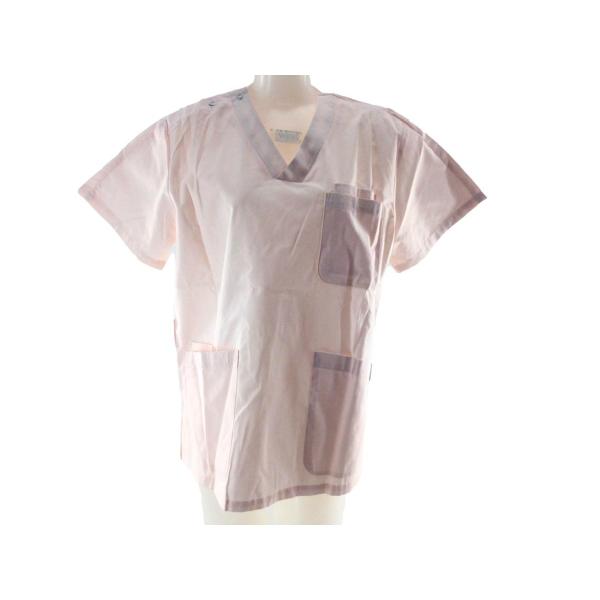 やさしい肌ざわりの綿混カラースクラブ(男女兼用)です。汗をよく吸収します。着脱しやすい肩スナップ。肌に優しく、軽やかな薄手。脇ループやポケットが便利です。※男性基準のサイズ展開の為、女性の方はワンサイズ下がおすすめです。ポケット位置／左胸ポ...