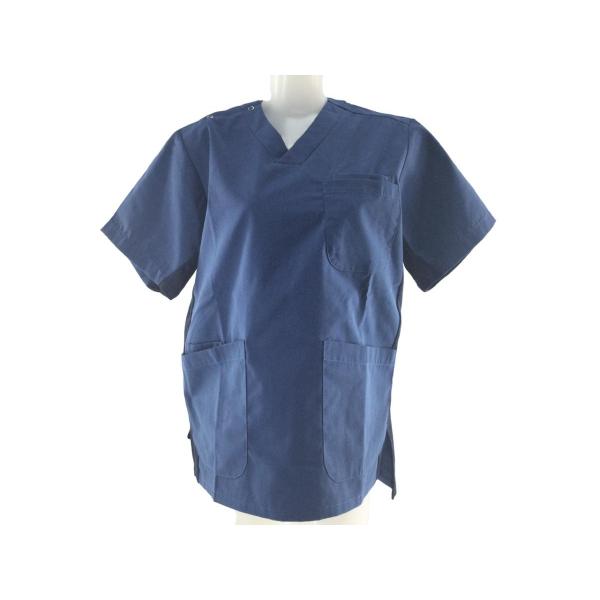 肌に優しい綿混素材のスクラブ。汗を吸収する機能性を持ち、ほどよいハリ感が魅力的で着用するほどに肌に馴染みます両脇に設けたメッシュパネルにより風を通し、快適な動きやすさを実現!色：グレイッシュブルーxネイビー品質：ポリエステル80％、綿20％...