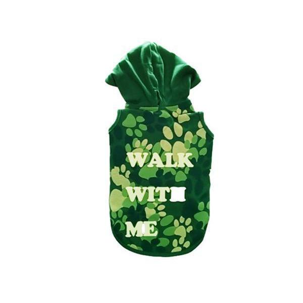 綿100% 背中に散りばめられた肉球模様が目を奪います。 WALK WITH MEなんて言われたら、いつもより遠回りしちゃいそう。U^ェ^U 色:グリーン系   首囲:約25〜27cm  胴囲:約42cm  前着丈:約25cm  首〜尻尾:...