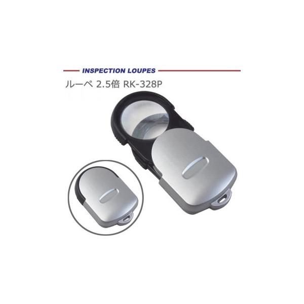 2.5倍と3.0倍のレンズがケースの中に収納されています。2枚のレンズを合わせて使えば5倍のルーペになります。