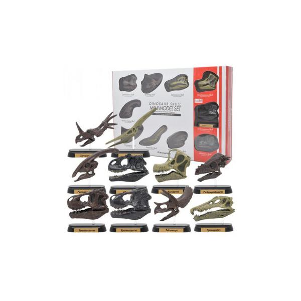 博物館や恐竜イベントで見る機会が多い恐竜の頭骨をモチーフにしたミニフィギュアのセットです。