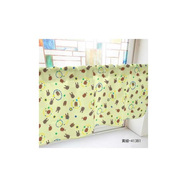 カブトムシやクワガタ、セミなどの夏の生き物がたくさんデザインされたカフェカーテンです。子供部屋に飾っても可愛いですね。