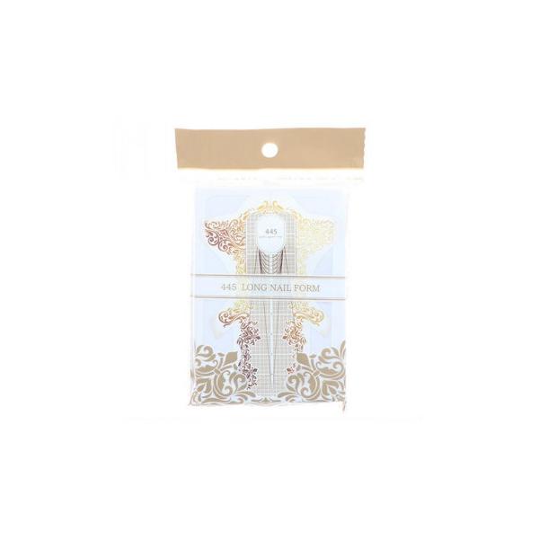 折りたたんでコンパクト、持ち運びに便利。重ね付けの必要がなく、1枚で美しいロングフォルムを作ることができます。中央のカット線で切ることができ、どんな長さにも対応。また、穴の大きさは日本人の指にフィットしやすいカーブを採用。