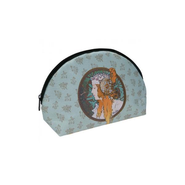 裏地や底には汚れの目立たないダークな色を採用、液もれにも強い素材です。名画が引き立つ厚手のマット調ポリエステルを使用。裏地との間にはクッションが入っており、内容物を衝撃から守ります。