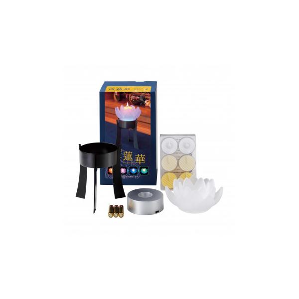 灯篭の要素と、清楚で美しい蓮の花グラスが融合し、LEDコースターの色の変化に合わせて、蓮の花グラスがさまざまな表情で幻想的に浮かびあがります。