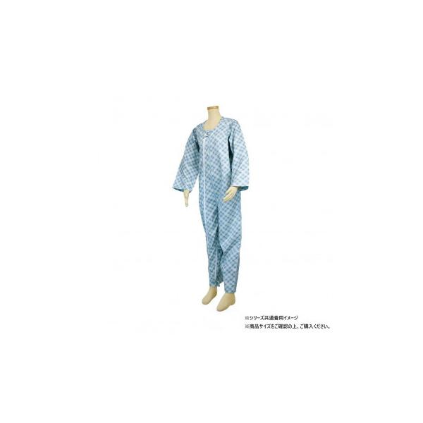 一人では開けにくい、タッチホックを使用した綿100%の介護用パジャマです。服脱ぎやおむついじりなどを防ぐ、一人では開けにくい構造のホックを採用しました。