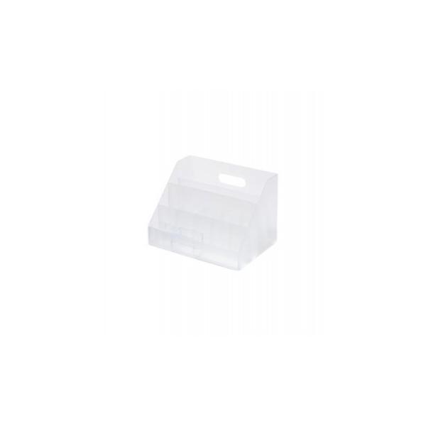 身の回りの小物をひとまとめに収納できる整理箱です。3列に区画され。それzそれの列を自分仕様の収納が可能です。