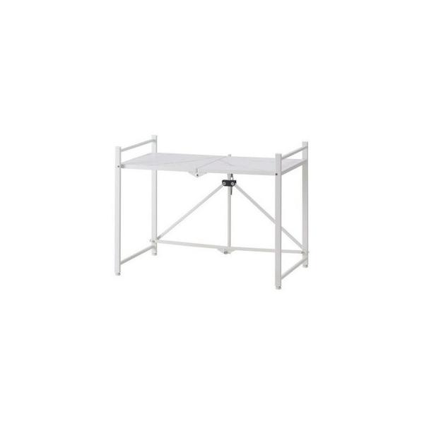 折りたたみ可能で、使わない時は省スペースに収納可能なレンジラック。電子レンジやトースター以外にも、ラックとして様々な使い方が広がるアイテムです。2段で使えるので上の段にはオーブントースターや小物などを設置できます。簡単ステップで折りたたみが可能。