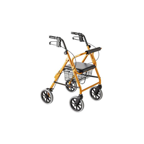 握りやすいグリップ形状と耐久性のあるブレーキユニットを採用。バスケットを外してストラップを引くだけで簡単に折りたたみ可能。