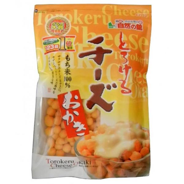 もち米100％のサクサクおかきにカマンベールチーズの風味をプラスし濃厚な味に仕上げました。一口サイズで食べやすいチーズおかきです。
