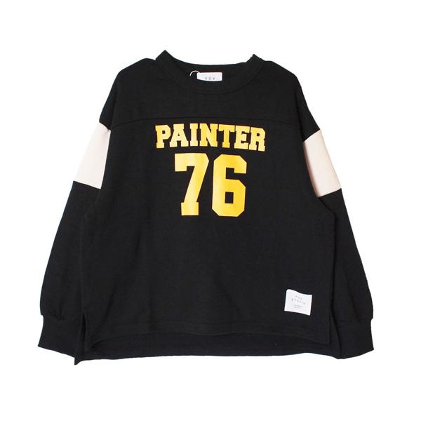 オーバーなサイズ感がかわいいフットボールトレーナー。袖は配色の切り替えがあり、フロントとバックにも切り替えがあります。フロントのアメカジプリントもデザインポイントです。生地は速乾性のあるポリエステル混の裏毛素材。-----透け感：無し伸縮性...