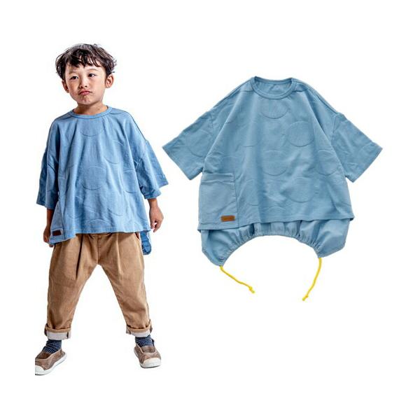 後切替にシャツ素材使用し、裾にコードをいれた大胆なデザインがポイント素材本体　綿100%衿部　綿95%、ポリウレタン5%M(105cm-120cm) 身幅55cm 前面着丈46cm、背面着丈60cm  裄丈43cmL(120cm-135cm...