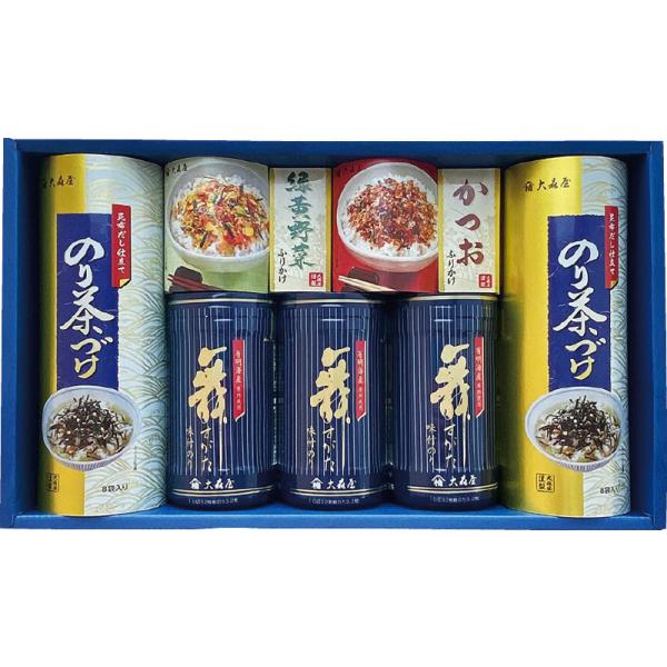 【発売日：2026年06月01日】海苔とふりかけ、お茶漬と違った味がいろいろ楽しめる詰合せです。（セット内容）有明海産味付のり（10切32枚）×3、のり茶漬（5.4g×8袋）×2、緑黄野菜ふりかけ・かつおふりかけ（各2.5g×10袋）×各1...