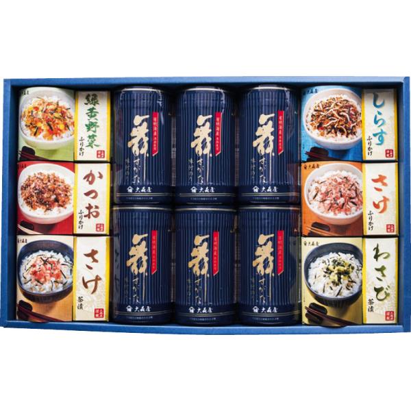 【発売日：2026年06月01日】海苔とふりかけ、お茶漬と違った味がいろいろ楽しめる詰合せです。（セット内容）有明海産味付のり（10切32枚）×6、さけ茶漬（6.4g×6袋）・わさび茶漬（5.6g×6袋）・緑黄野菜ふりかけ・かつおふりかけ・...