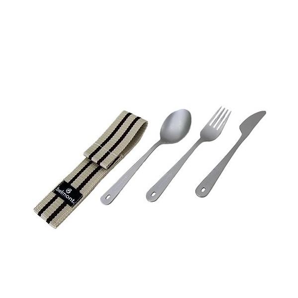 素　材： スプーン/フォーク/ナイフ：チタニウムケース：ナイロン セット内容： チタンスプーン/チタンフォーク/専用ケース サイズ： 175mm×40mm 重　量： 61g メーカー： ベルモント * チタンスプーン、チタンフォーク、チタン...