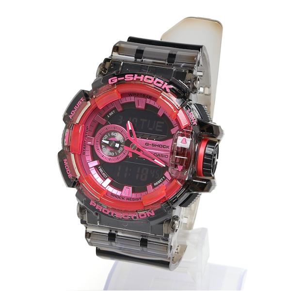 【ブランド】CASIO/カシオ【商品名】G-SHOCK/Gショック Clear Skeleton【型　番】GA-400SK-1A4【ケース径】約H55×W51.9×D18.3mm【文字盤色】ブラック×ピンク文字盤【素　材】樹脂【ムーブメント...