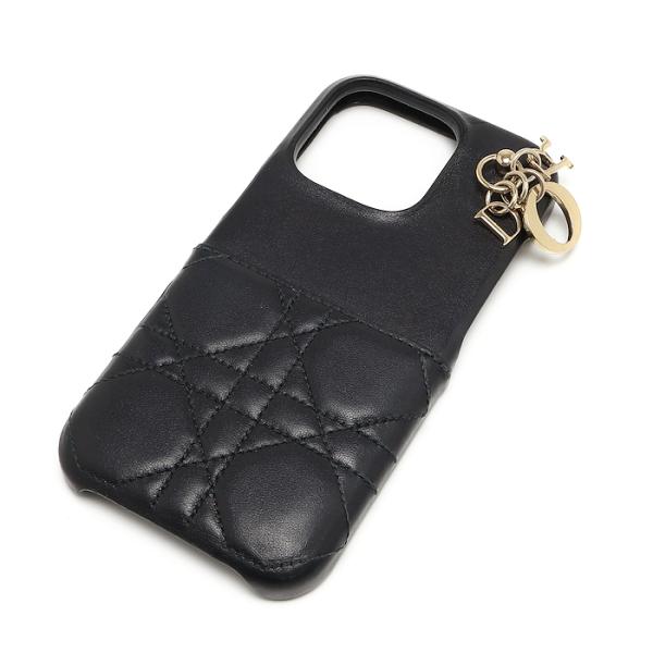 【ブランド】Dior/ディオール【商品名】Lady Dior iPhone 16 Pro ケース【型　番】S6032ONMJ_M900【仕　様】カードポケット×1【素材/色】ラムスキン/ブラック【付属品】-【備　考】中古【ランク】B+(外側...