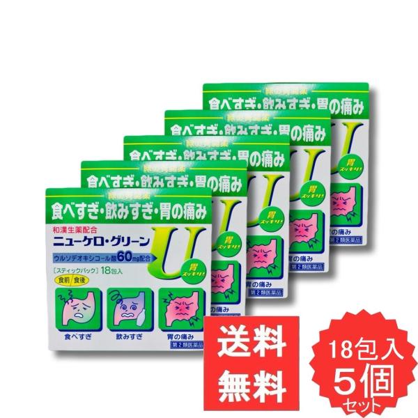 私達の意思でコントロールできないのが胃腸の働きです。飽食な食生活，ストレスを感じる環境で生活を余儀なくされる私達に「ニューケロ・グリーンU」は快適な生活をご提案します。1）合成ヒドロタルサイト・・・・が制酸作用。2）アルジオキサ，カンゾウ末...