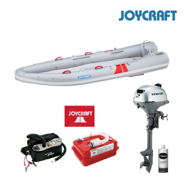 ジョイクラフトボートSSセット【セット内容】・ボート本体 カヤック340NP(予備検査無)・ホンダ2馬力船外機・ガソリン携行缶 4.5L・船外機オイル・超高圧電動ポンプ BTP-12・アルミオール・高圧フットポンプ・腰掛板1枚・補修キット・...