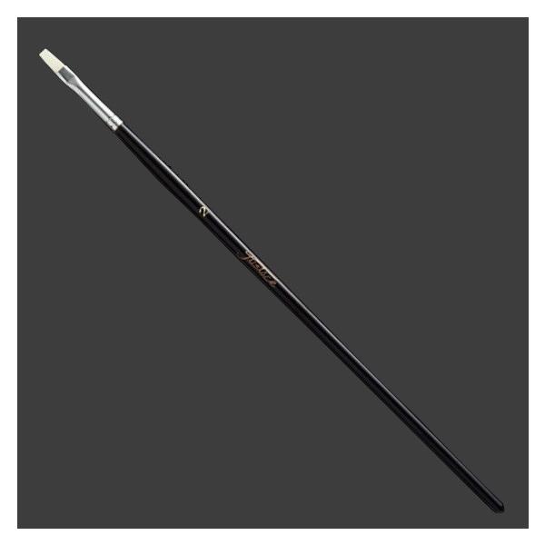 ジャストエースオリジナルナイロン筆は特殊ナイロンを使用しているため、コーティング中の毛抜けやシンナー等で洗浄した後でも毛先はバラつかず、繰り返し使用できます。また、毛にコシがあるため、細かな作業にもてきしています。毛幅：5mm