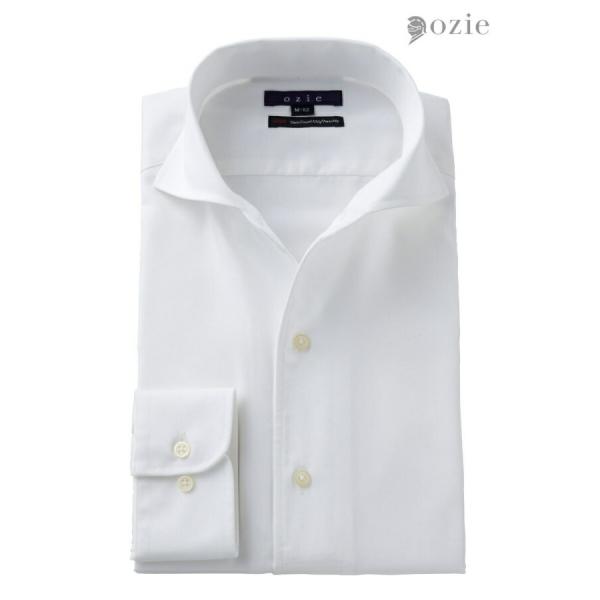 高級糸番手120番手双糸のプレミアムコットン使用イージーケア加工付き！エレガントなノータイ専用シャツスーツやジャケットで上品にカーディガンやニットできれい目カジュアルにシャツ1枚でラフに幅広く使える万能シャツ！ホワイト　白■素材：　綿100...