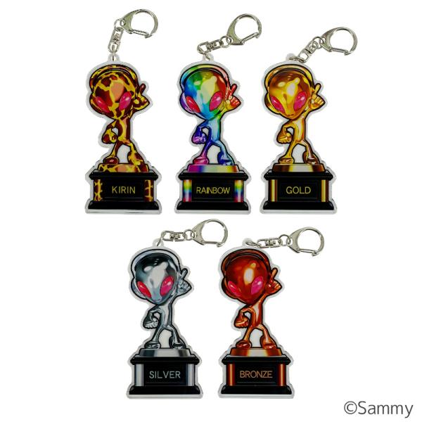 人気パチスロメーカー サミーから実機で見れたら嬉しい「サミトロ」のキーホルダーが登場！全5種のエイリやんからどれが出るかは己の引き次第だ！■数量：1個（図柄は選択できません）■サイズ：約H10×W7.5cm■素材：アクリル他　OPP袋入れ