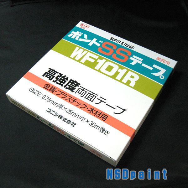 【商品】ボンドSSテープ WF101R高強度両面テープ【規格】0.75mm厚×25mm×30M【メーカー】コニシ株式会社（ボンド）【用途】●金属・アクリル・プラスチック・ガラス・木材など接着対の同種・異種間の接合に。●金属・電気機器など工業...