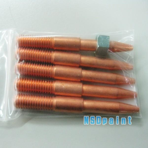 【商品】ニードルチップ「円錐型」１袋 ５本入り 【規格】全長65mmネジ部8×20●中厚薄厚鉄板用(円錐型)●材質＝銅メッキ 【メーカー】ビッグ