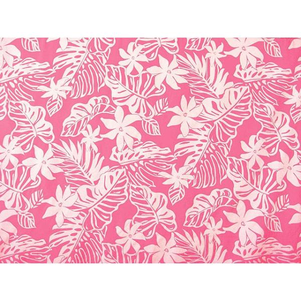 地：濃ピンク　柄：白フラダンス用パウスカート、ドレスやワンピースはもちろん、トロピカルな気分を演出するには欠かせないハワイアンファブリック。バッグや小物を作ってみたり、カーテン、テーブルクロスなど、お部屋のアクセントとしても大活躍！表示価格...