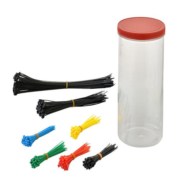 ●多用途で使えるインシュロックのセット品！●様々な配線をまとめるのに便利です！●仕様：350PCS●プラスチックケースサイズ：φ120×縦310mm●セット内容：　長さ100×巾2.3×厚み0.9mm 黒/緑/黄/赤/青色 各50本　長さ2...