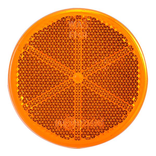 ●厚み6mmで薄型　両面テープ付き！●トラックの側方反射器として使用できます。●色：黄●サイズ：φ61×厚み6mm(両面テープ含まず)●材質：レンズ/アクリル、裏面/ABS●Eマーク：E20●裏面：両面テープ付き●自重：0.01kg