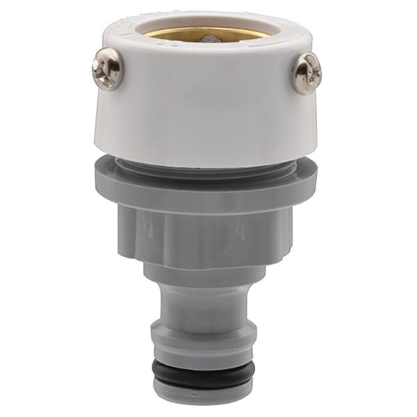 ●ホースをつなぐためのジョイント部品です。●ビス止め式で、外径15〜20mmの吐水口に取付できます。●ホーセンドをワンタッチで接続できます。●流路内径φ9mmです。●日本製●サイズ：58×φ35mm●流路内径：φ9mm●水洗吐水口外径：15...