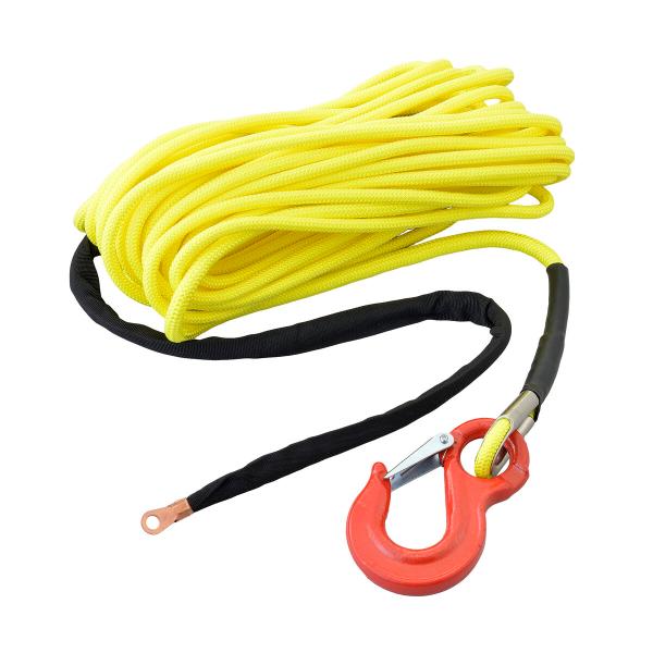 ●軽量かつワイヤーと同程度の使用荷重を実現！！●外皮をナイロン糸で覆い、耐摩耗性、耐候性UP!!●目立つ色で視認性UP！！●ロープサイズ：φ10mm×20m●フック仕様：10-8WLL3.15t●材質：ロープ/内部HMPE　外皮ナイロン、フ...