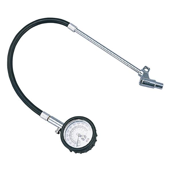 ●中・大型トラックのダブルタイヤにも使えます。●ダブルロ金で、タイヤバルブの位置を気にせずに、タイヤの空気圧測定が可能。●測定範囲：1,100kPa(11kg/平方cm)●ホース長さ：315mm(エアチャック長さ：190mm)●測定値保持機...