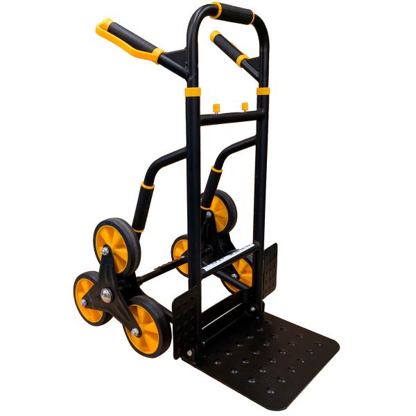 ●6個の車輪で階段等の段差もラクラク！●使用時、収納時でハンドル長さを変更可能。●ノーズプレートは折り畳んで収納できます。●積載荷重：150kg●サイズ：幅525×長さ650×高さ850・1150・1260mm●折りたたみ時：幅525×長さ...