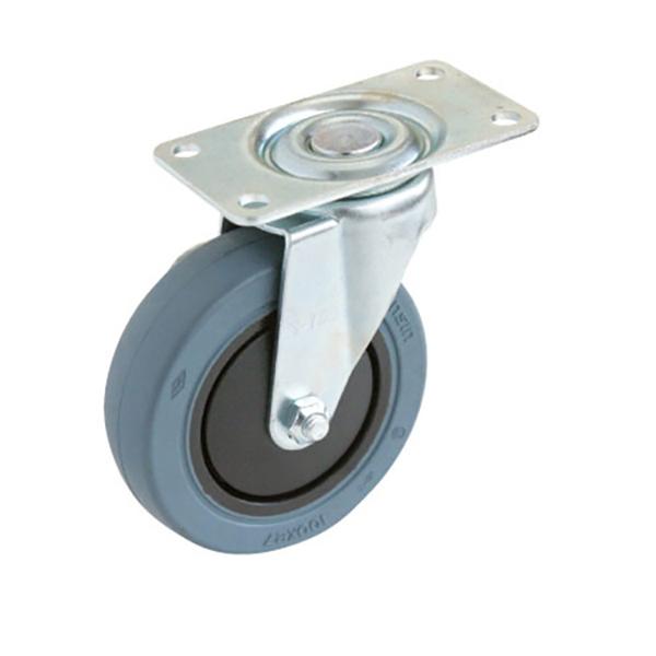 ●サイズ：φ100mm●耐荷重(kg)：60●規格：自在輪●仕様：ストッパーなし●材質：車輪/ゴム、フレーム/スチール●自重：0.6kg※耐油性ではありません。