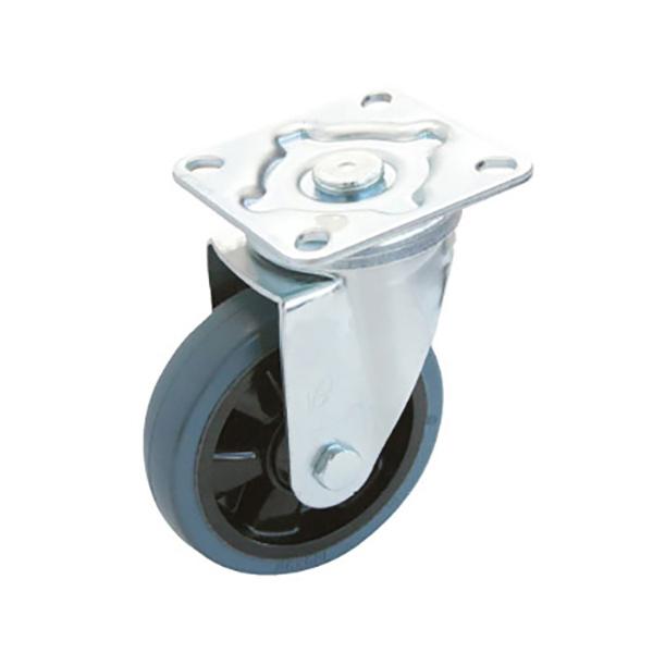 ●サイズ：φ125mm●耐荷重(kg)：110●規格：自在輪●仕様：ストッパーなし●材質：車輪/ゴム、フレーム/スチール●自重：1.37kg※耐油性ではありません。